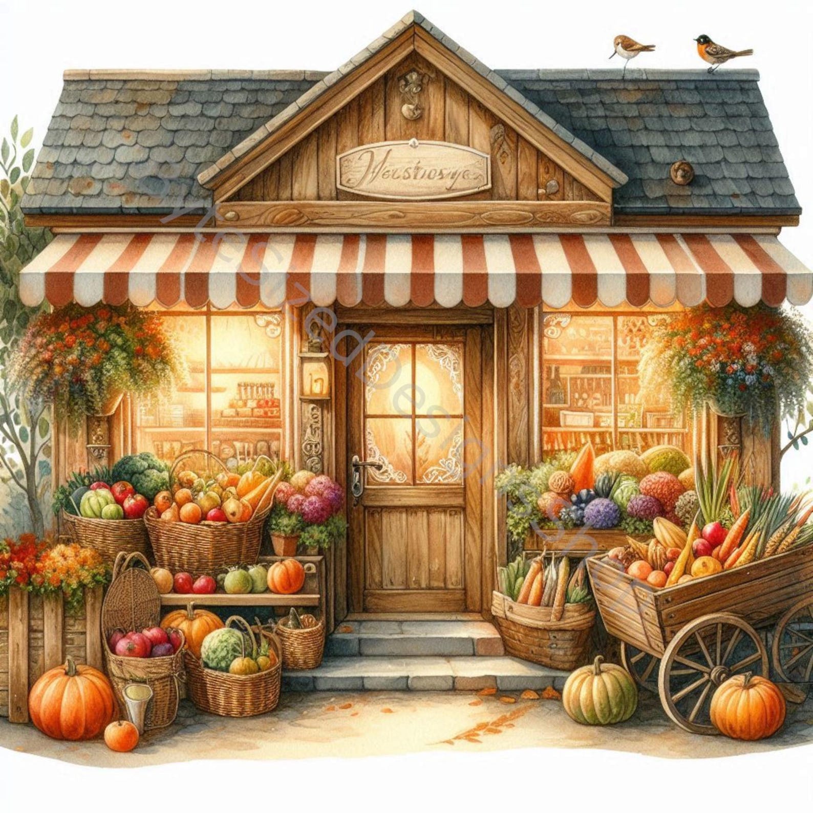 Watercolor Grocery Store Clip Art: High-res Jpgs (digital Download) - Etsy