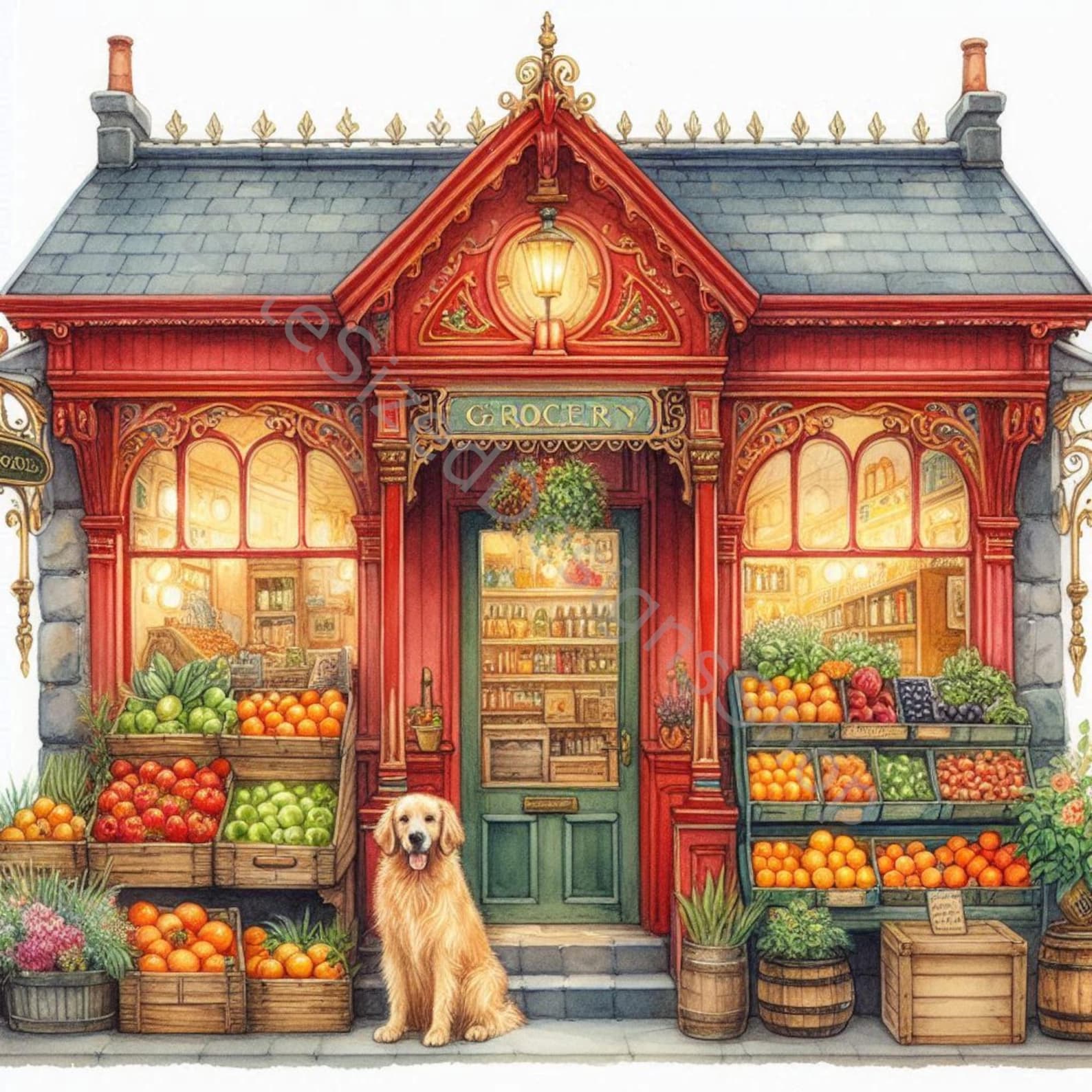 Grocery Store Clip Art Set 10 High Res Watercolor Jpgs for Junk ...