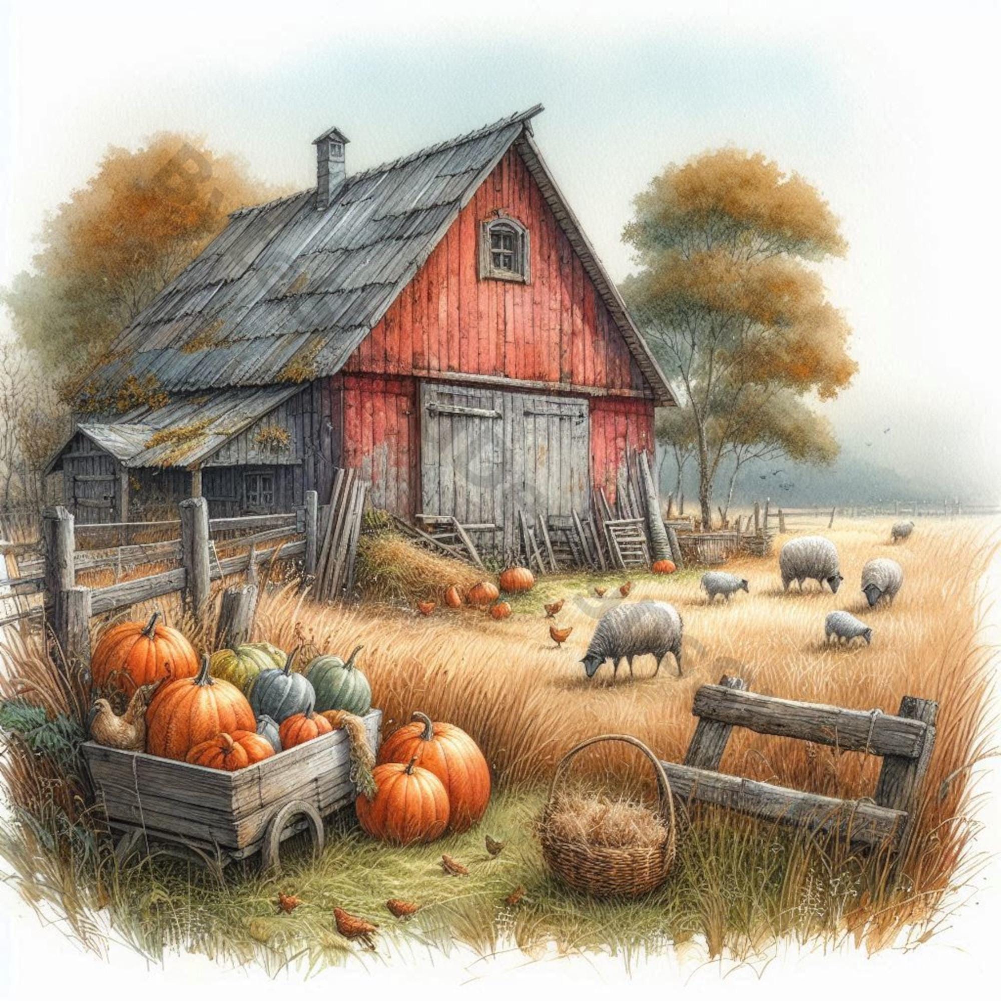 Watercolor Farm Life Clip Art Bundle: High-res Jpgs (digital Download ...