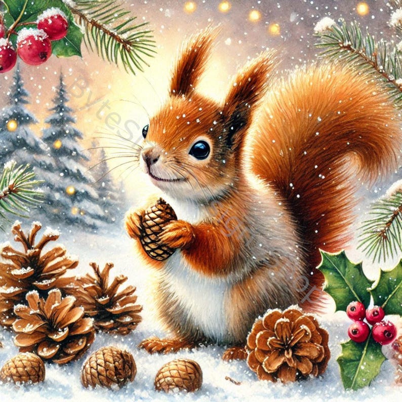 Christmas Animals Watercolor Clip Art: High-res Jpgs (digital Download ...