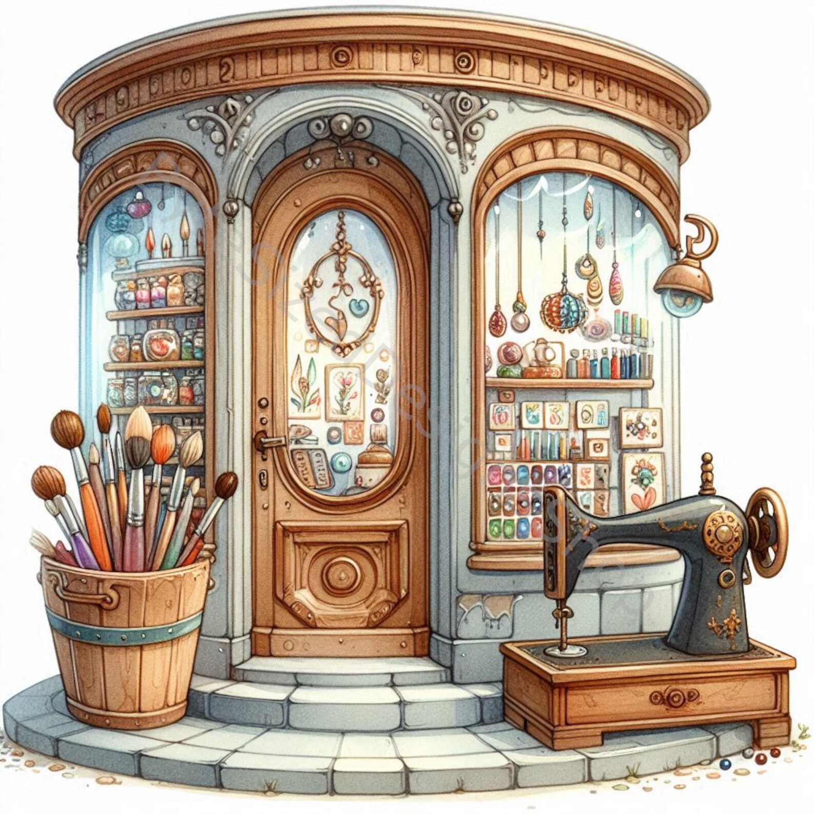 Craft Shop Watercolor Clipart: High-res JPG Set (digital Download ...