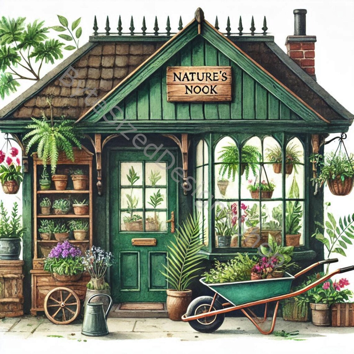 Watercolor Garden Shop Clip Art: High-res Jpgs (digital Download) - Etsy