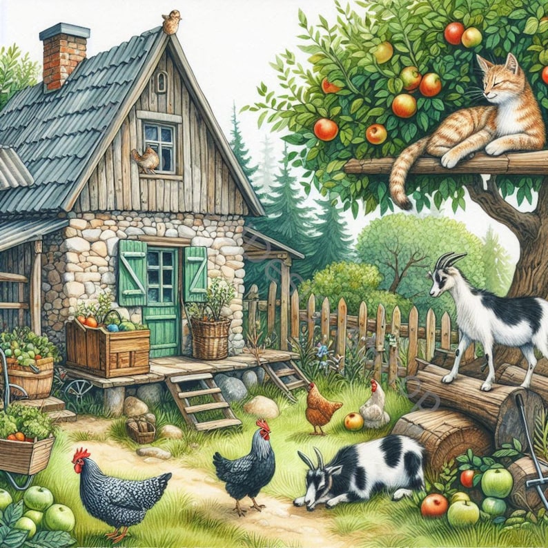 Watercolor Farm Clip Art Set: Countryside Scenes (digital Download) - Etsy