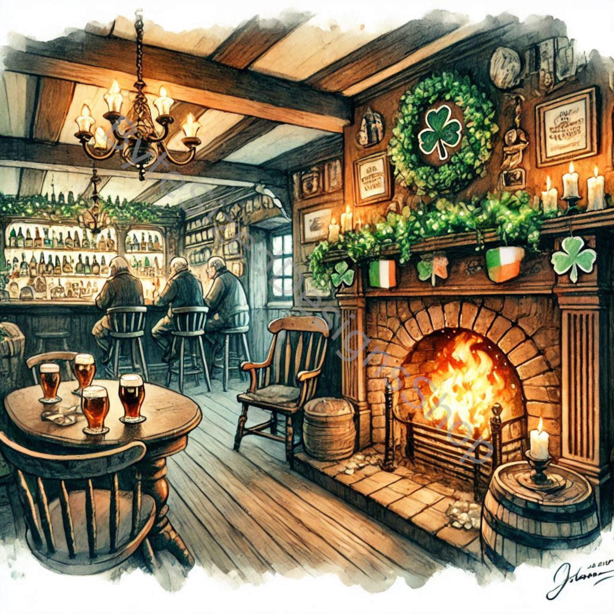 Vintage Irish Pub Clip Art Set 10 High Res Watercolor Jpgs for Junk ...