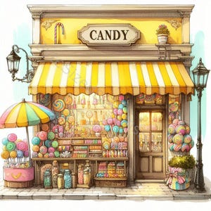 Candy Shop Clip Art Set 10 High Res Watercolor Jpgs for Junk Journaling ...