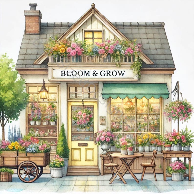 Watercolor Garden Shop Clip Art: High-res Jpgs (digital Download) - Etsy UK