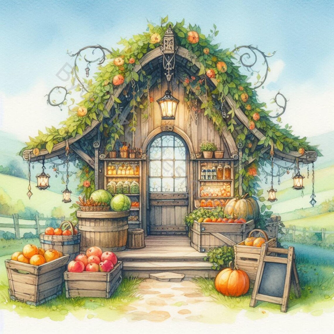 Watercolor Grocery Store Clip Art: High-res Jpgs (digital Download) - Etsy