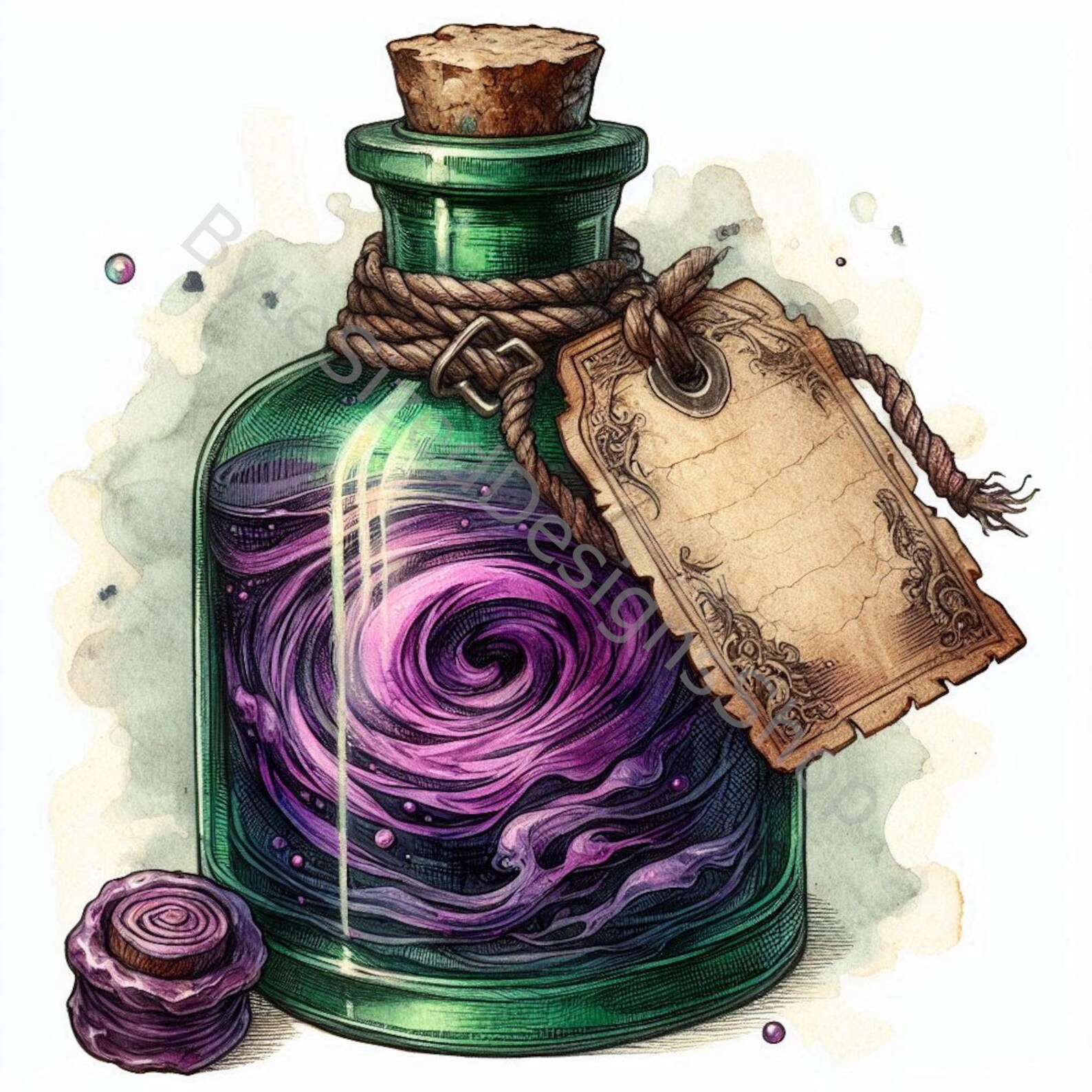 Enchanted Elixirs Clip Art: Watercolor Potion Bottles (digital Download ...