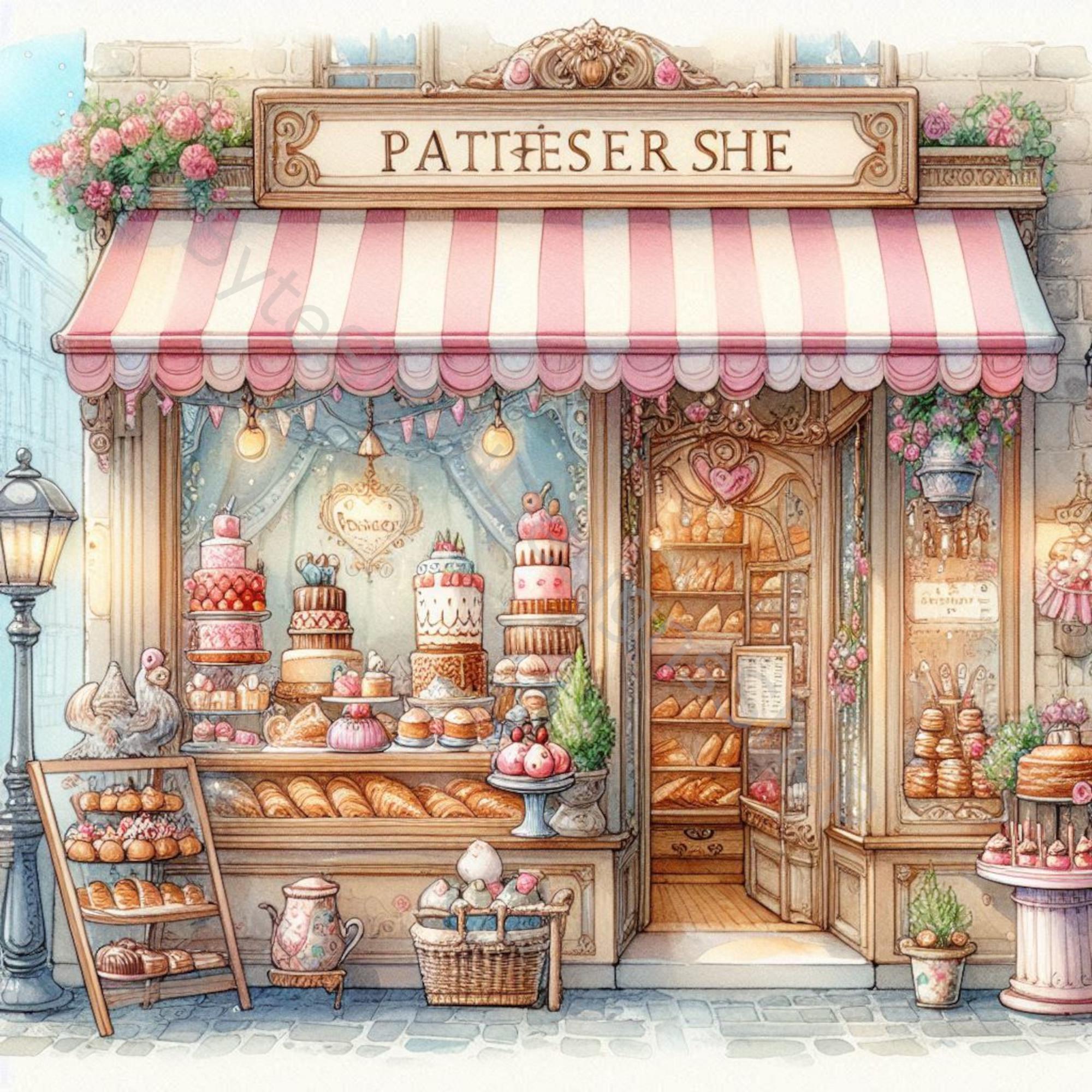 Patisserie Shop Watercolor Clip Art: High-res Jpgs (digital Download ...