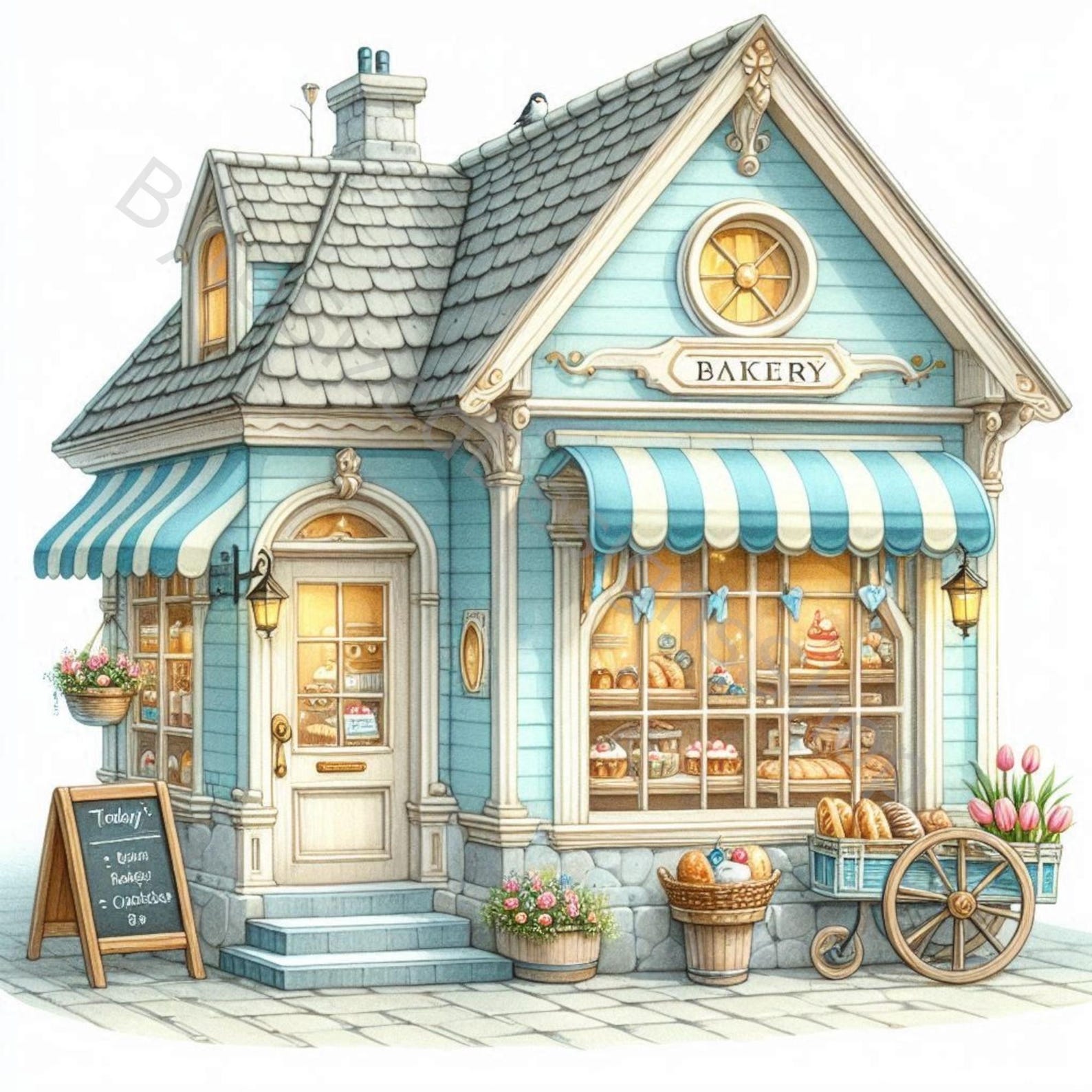 Bakery Shop Watercolor Clip Art Set: High-res Jpgs (digital Download ...