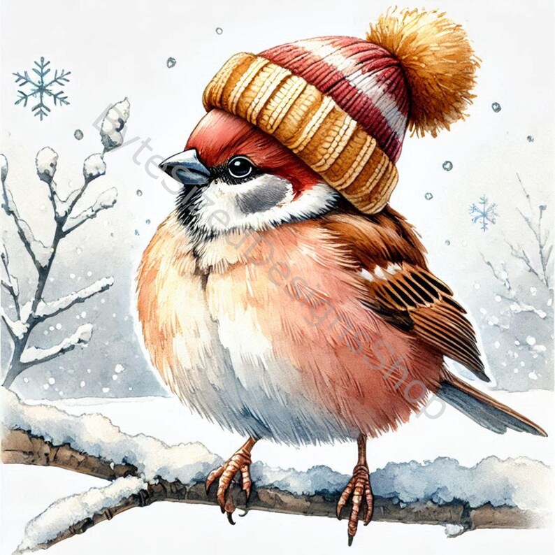 Winter Bird Clip Art Set 10 High Res Watercolor Jpgs for Junk ...
