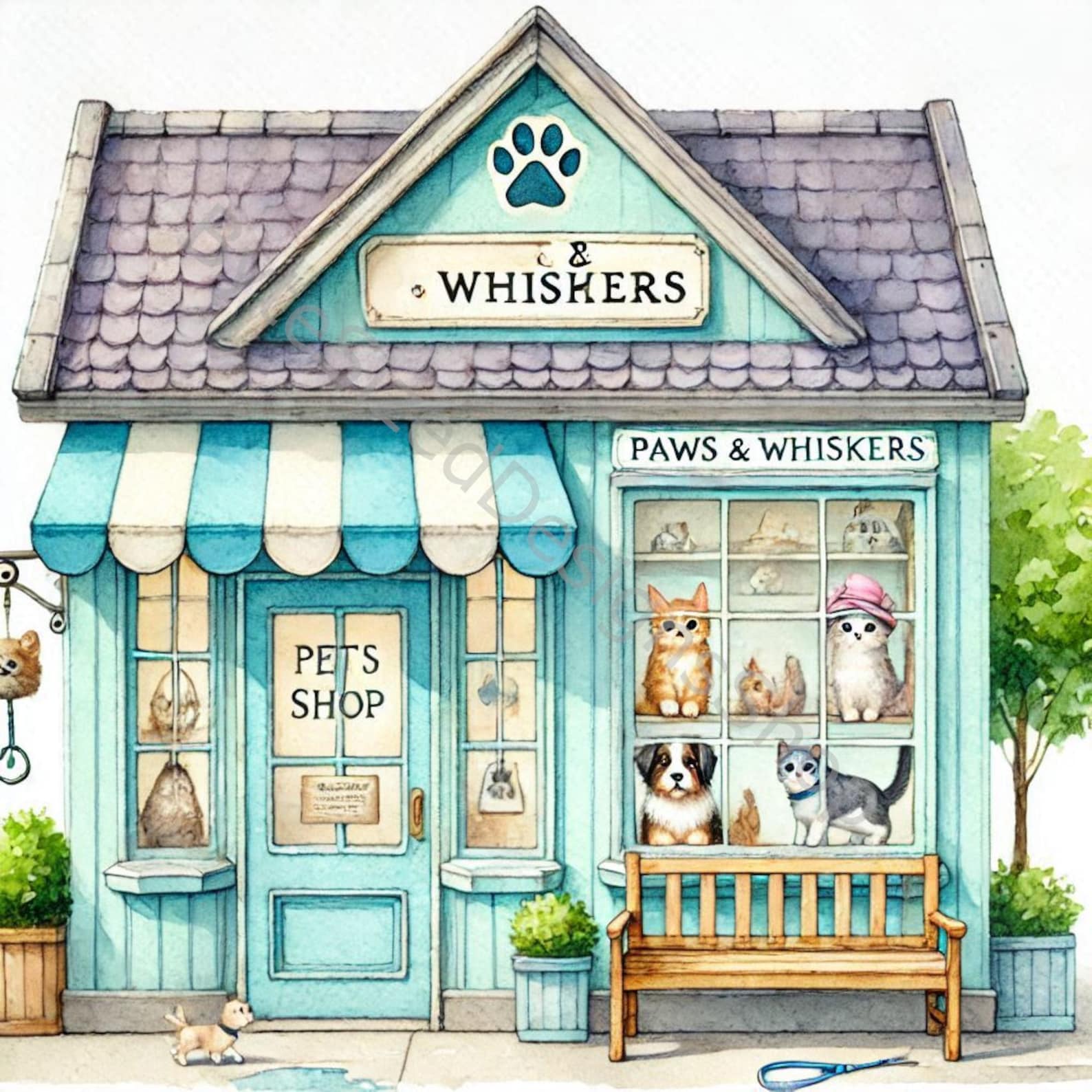 Watercolor Pet Shop Clip Art: High-res Jpgs (digital Download) - Etsy ...