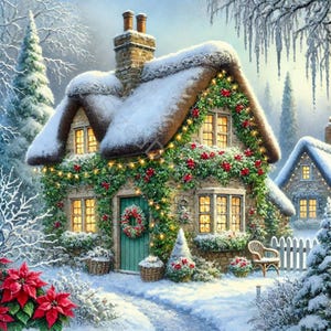 Christmas House Clip Art Set 10 High Res Watercolor Jpgs for Junk ...