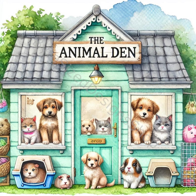 Watercolor Pet Shop Clip Art: High-res Jpgs (digital Download) - Etsy