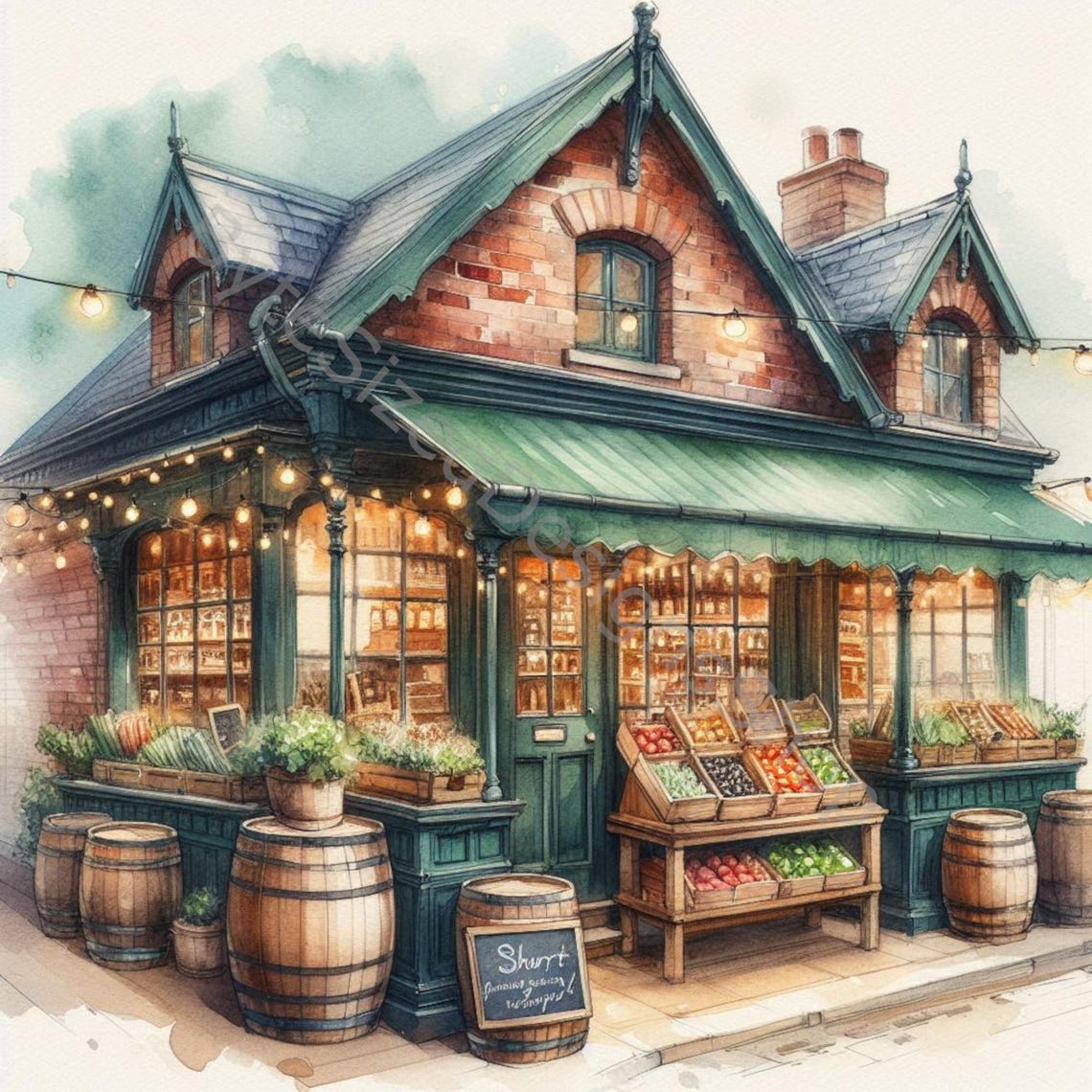 Grocery Store Clip Art Set 10 High Res Watercolor Jpgs for Junk ...