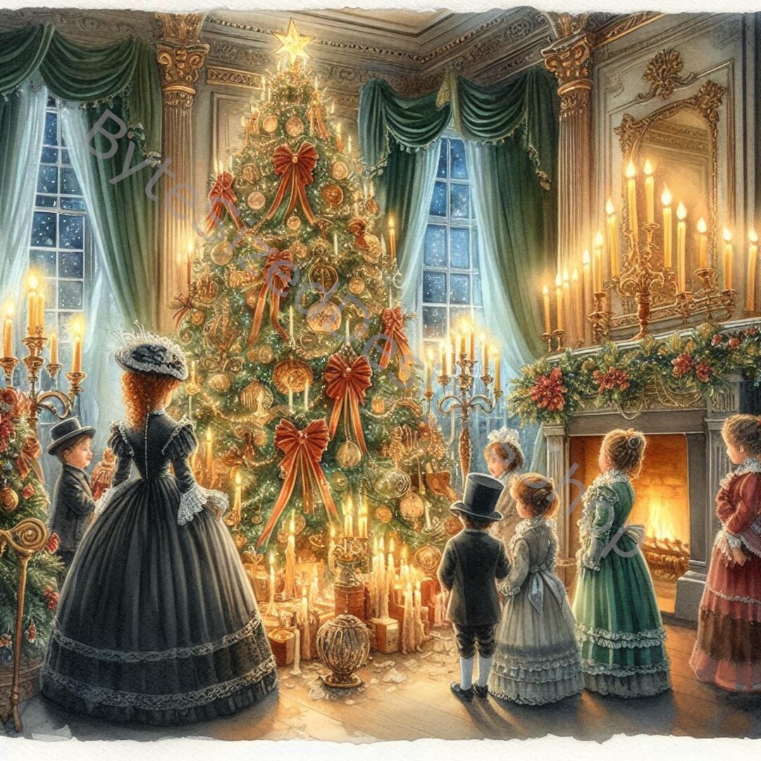 Victorian Christmas Clip Art: High-res Watercolor Jpgs (digital ...