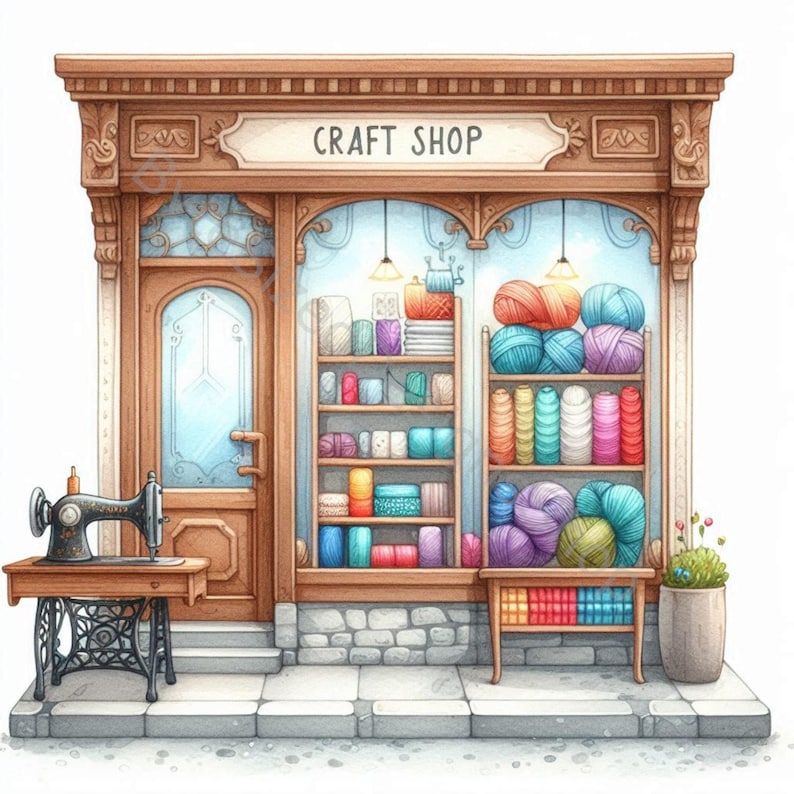 Craft Shop Clip Art Set 10 High Res Watercolor Jpgs for Junk Journaling ...