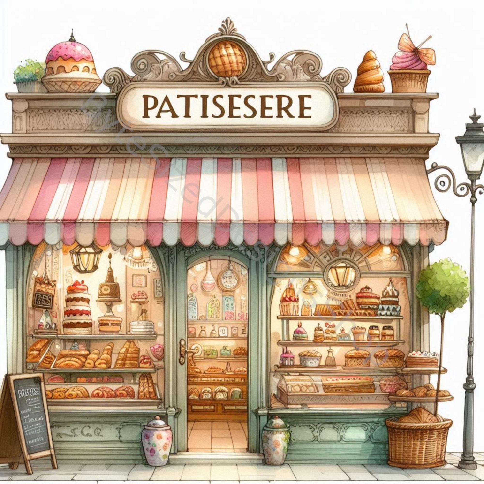 Patisserie Shop Watercolor Clip Art: High-res Jpgs (digital Download ...
