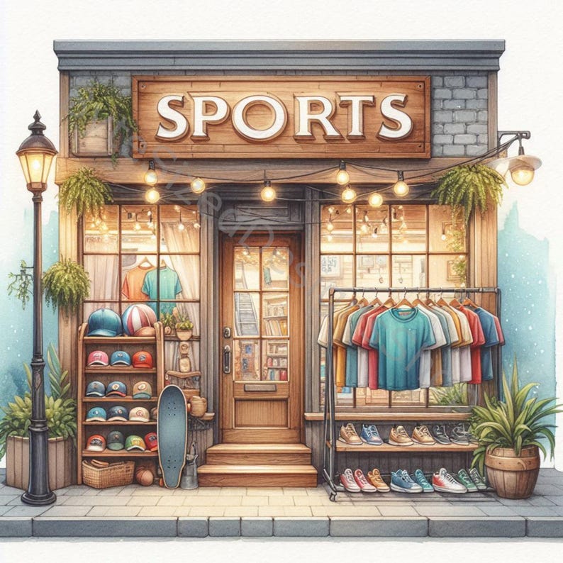 Watercolor Sports Shop Clip Art: High-res Jpgs (digital Download) - Etsy
