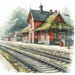 Watercolor Train Station Clip Art: High-res Jpgs (digital Download) - Etsy