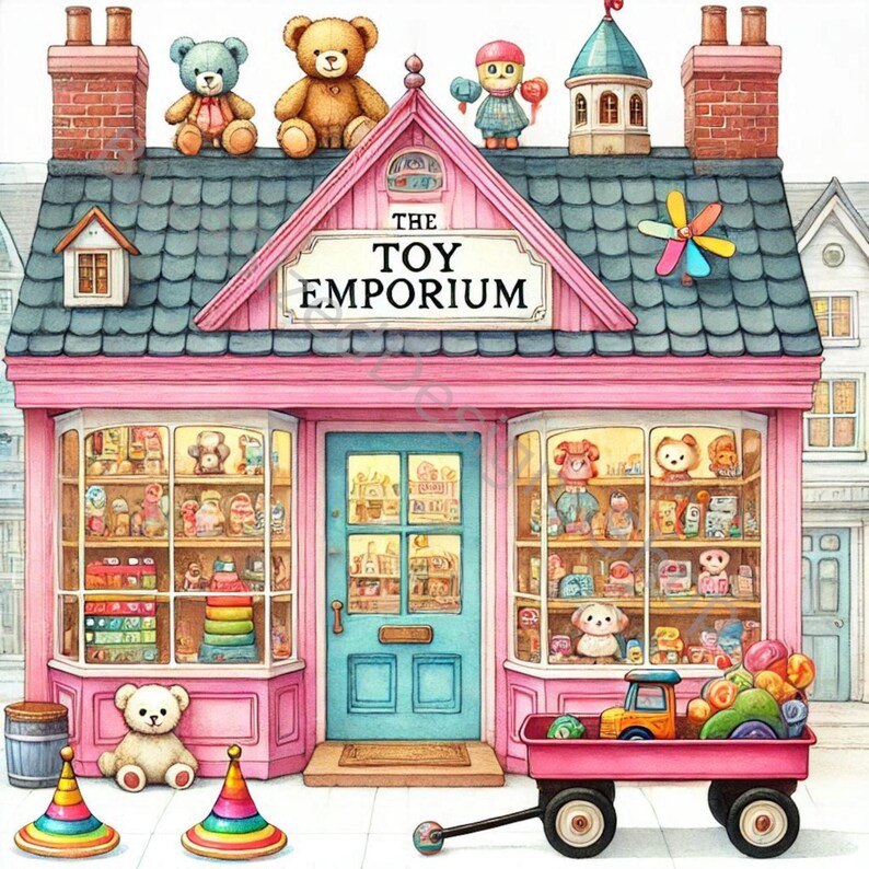 Toy Shop Clip Art Set 10 High Res Watercolor Jpgs for Junk Journaling ...