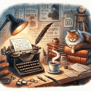 Writer's Nook Clip Art: Watercolor Desk Scene (digital Download) - Etsy