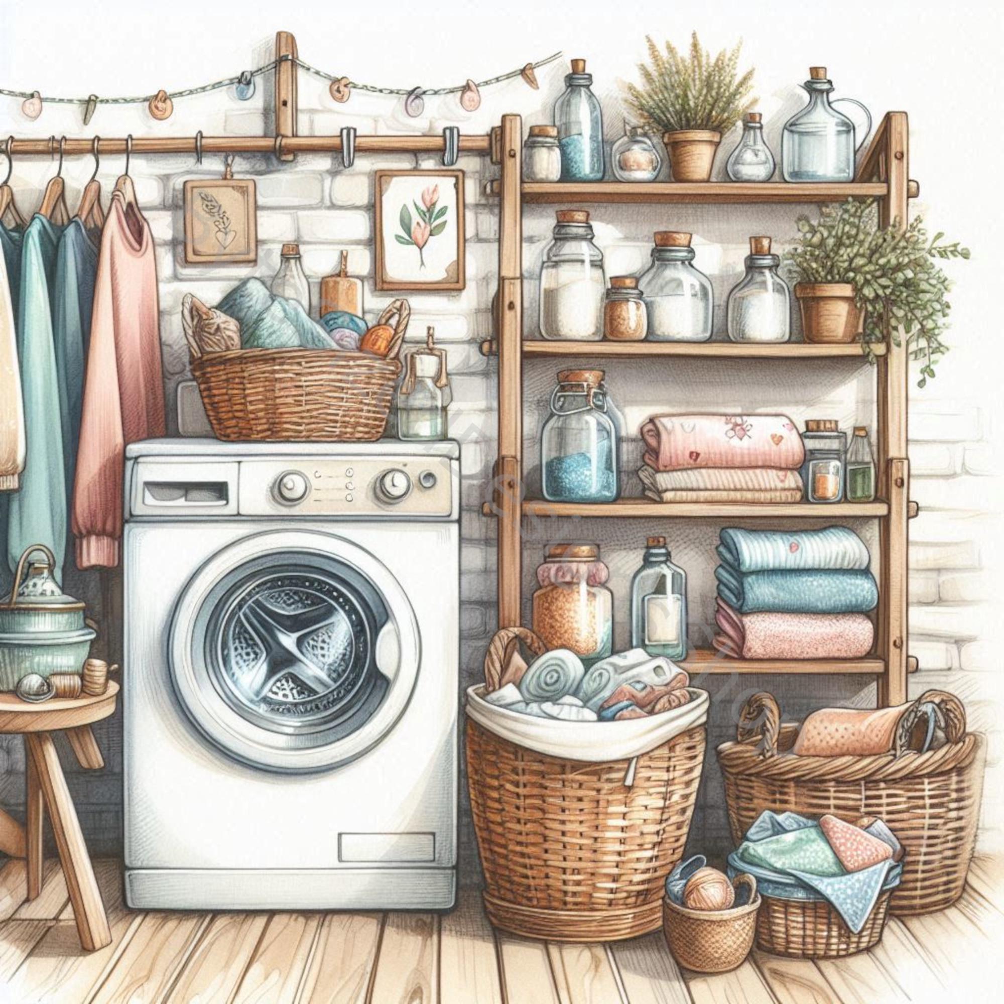 Laundry Room Watercolor Clip Art: High-res Jpgs (digital Download) - Etsy