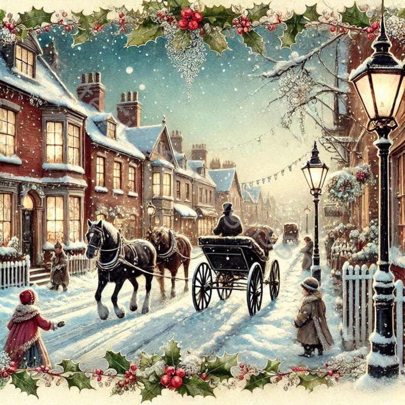 Victorian Christmas Clip Art: High-res Watercolor Jpgs (digital ...