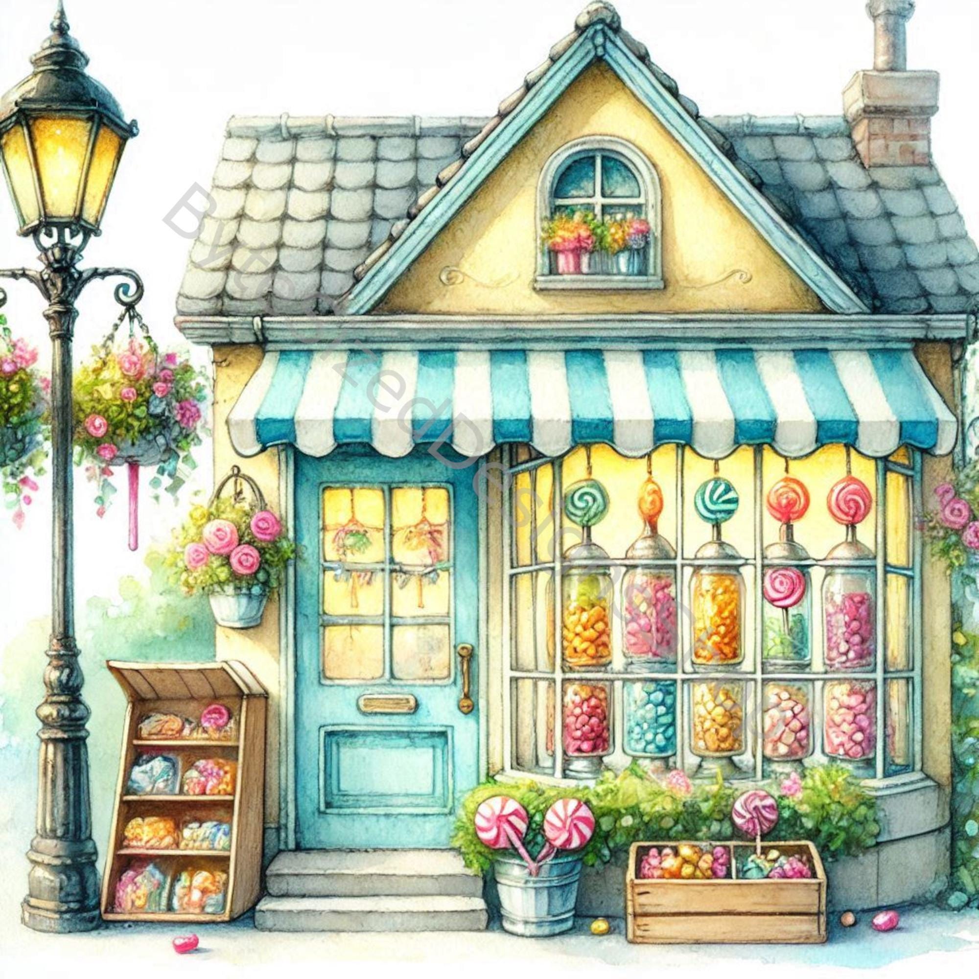 Candy Shop Clip Art Set 10 High Res Watercolor Jpgs for Junk Journaling ...