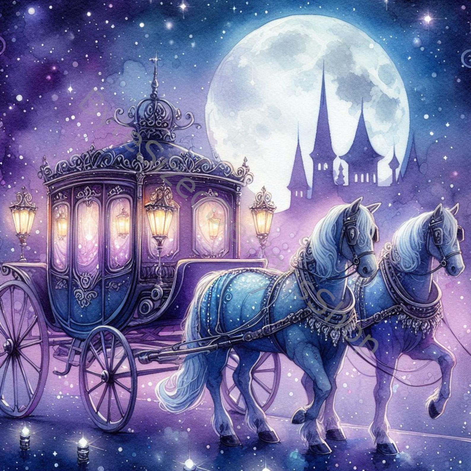 Victorian Horse Carriages Clip Art Set 10 High Res Watercolor Jpgs for ...