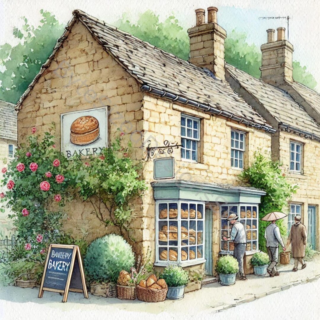 English Village Watercolor Clip Art: High-res Jpgs (digital Download ...