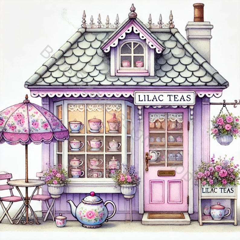 Tea Shop Clip Art Set 10 High Res Watercolor Jpgs for Junk Journaling ...