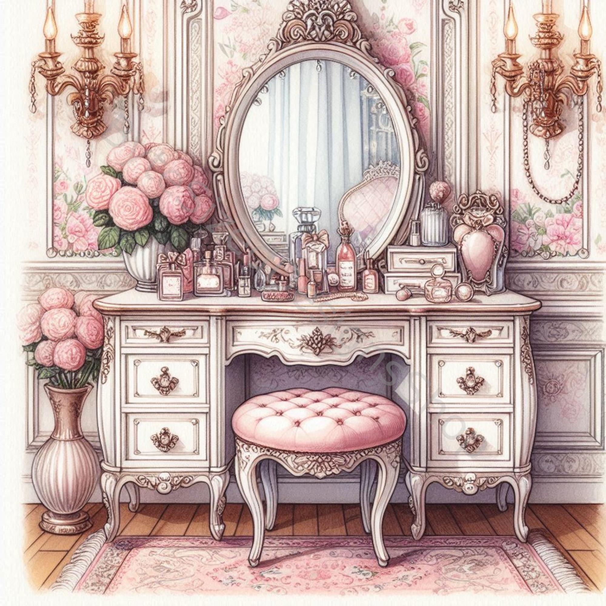 Parisian Dressing Room Watercolor Clipart: High-res Jpgs (digital ...