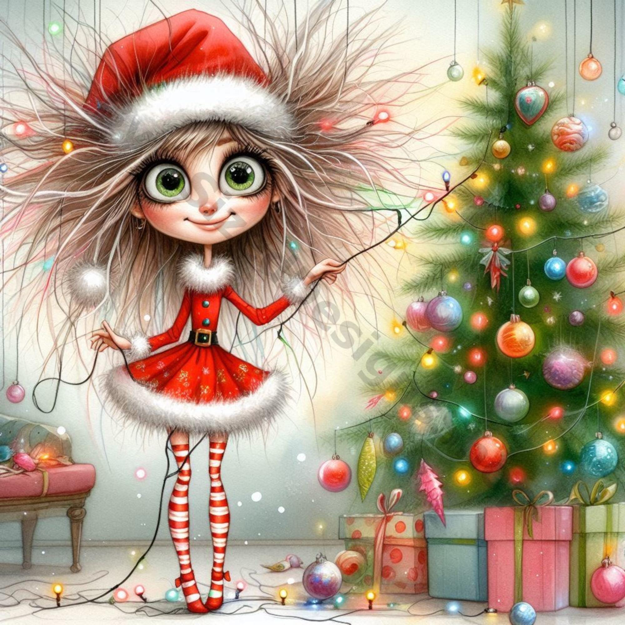 Christmas Girl Clip Art: Watercolor JPG Set (digital Download) - Etsy