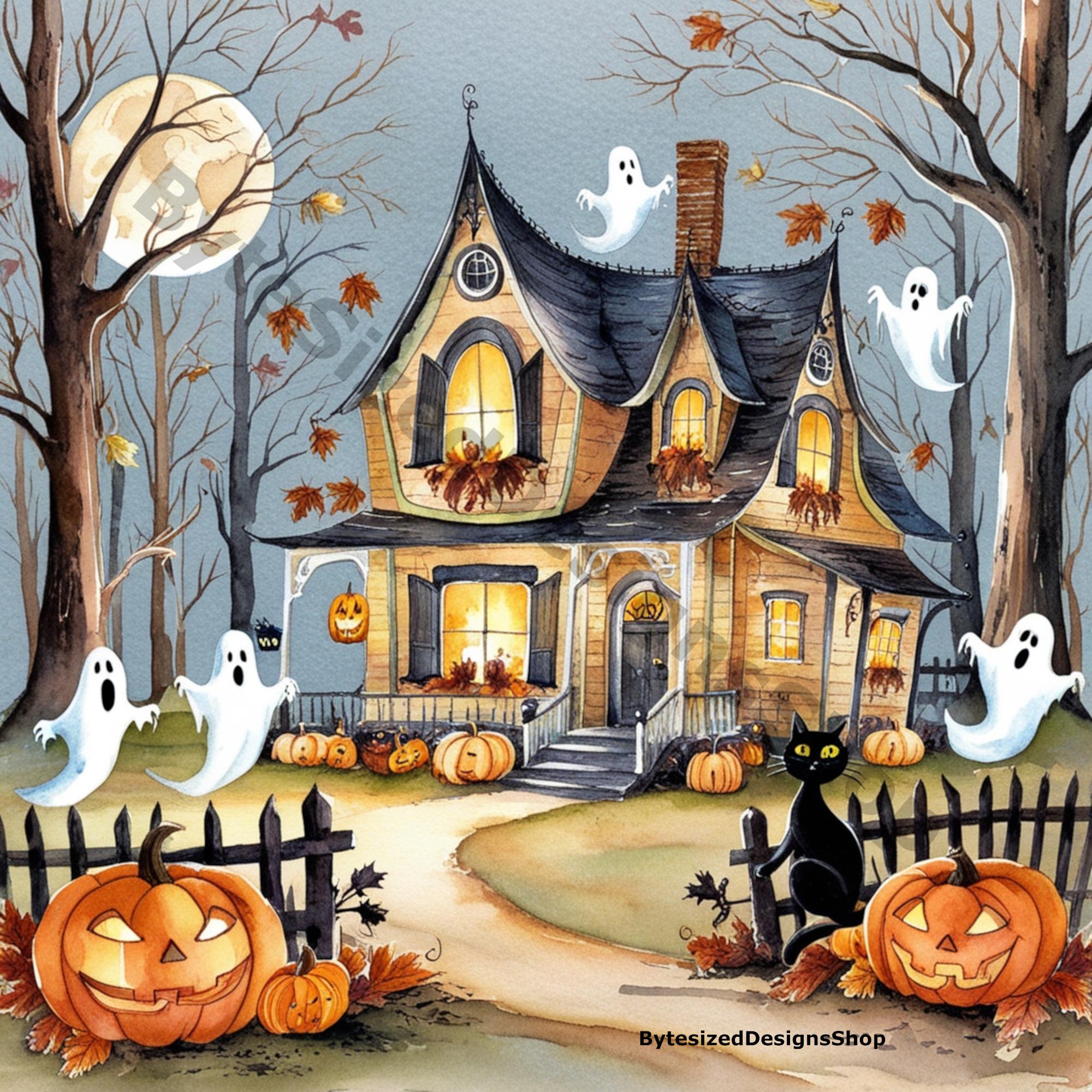 Whimsical Halloween Clipart Collection 10 High Res Watercolor Jpgs Junk ...