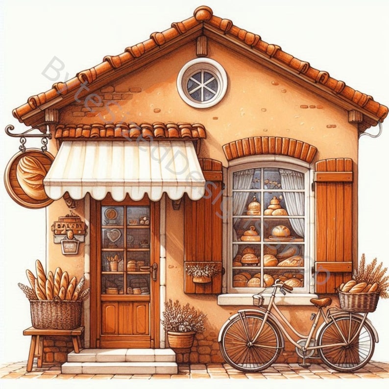 Bakery Shop Watercolor Clip Art Set: High-res Jpgs (digital Download ...