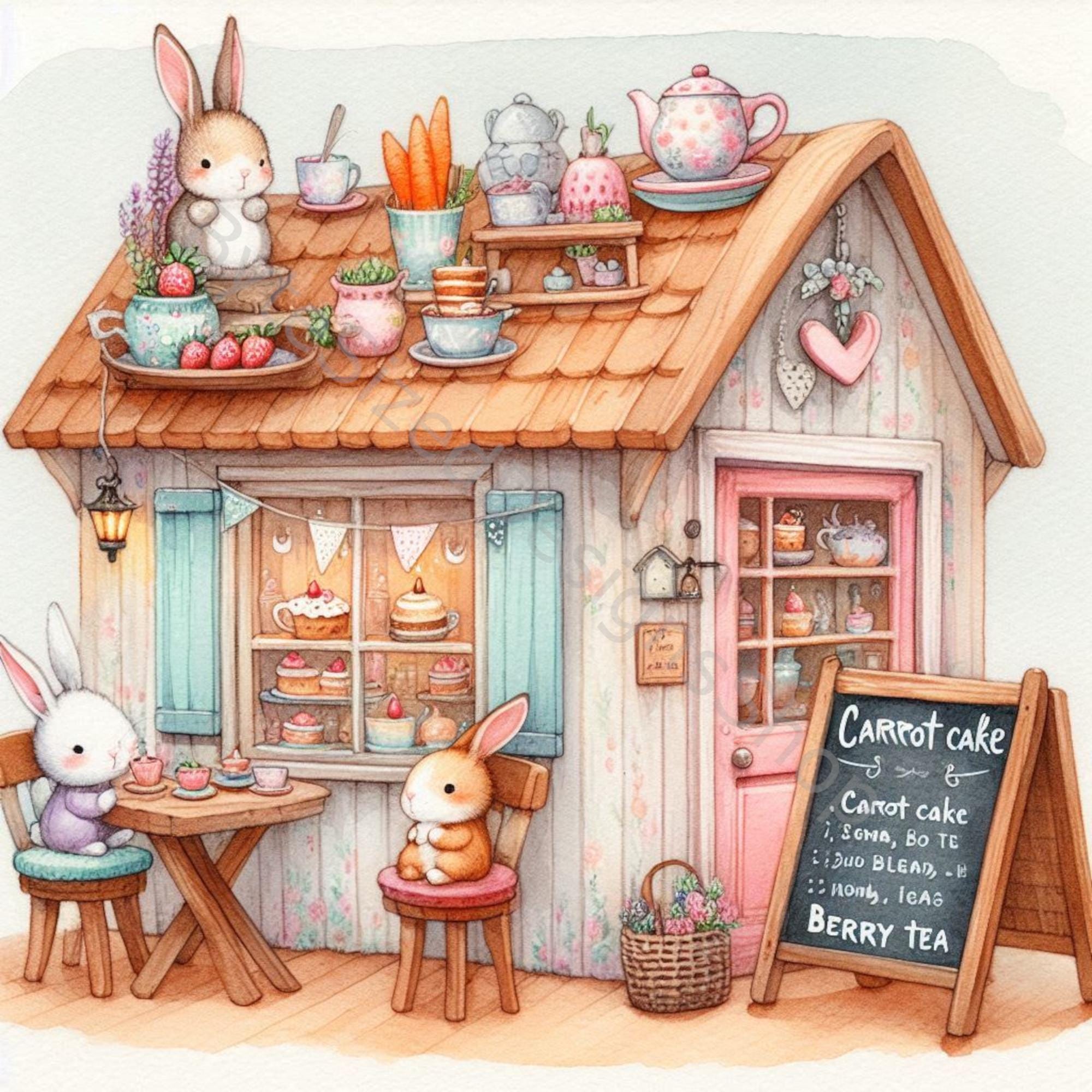 Easter Tea Party Watercolor Clip Art: Bunny, Floral (digital Download ...