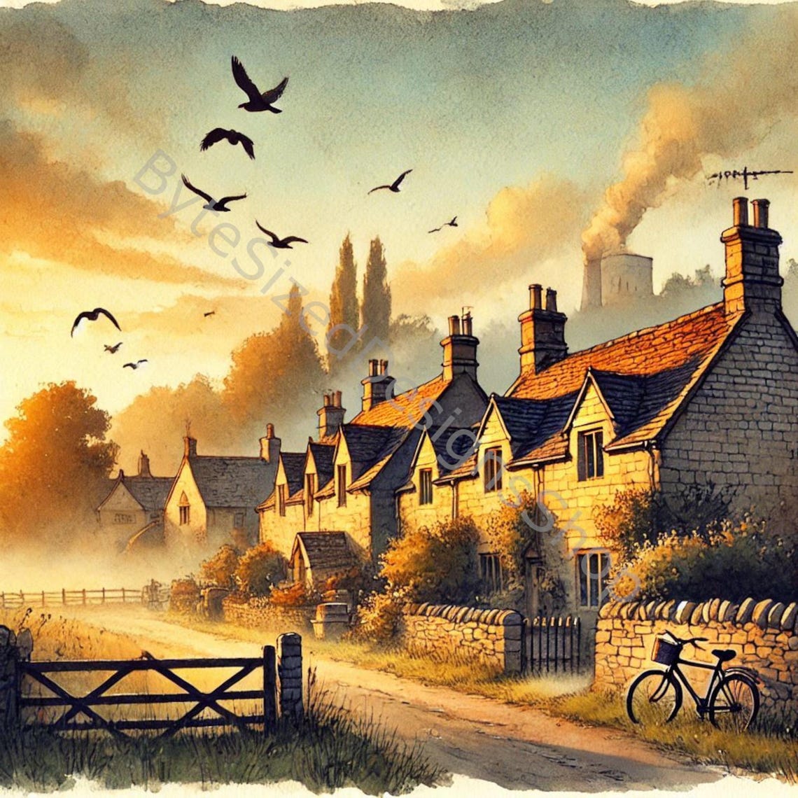 English Village Charm Clip Art Set 10 High Res Watercolor Jpgs for Junk ...
