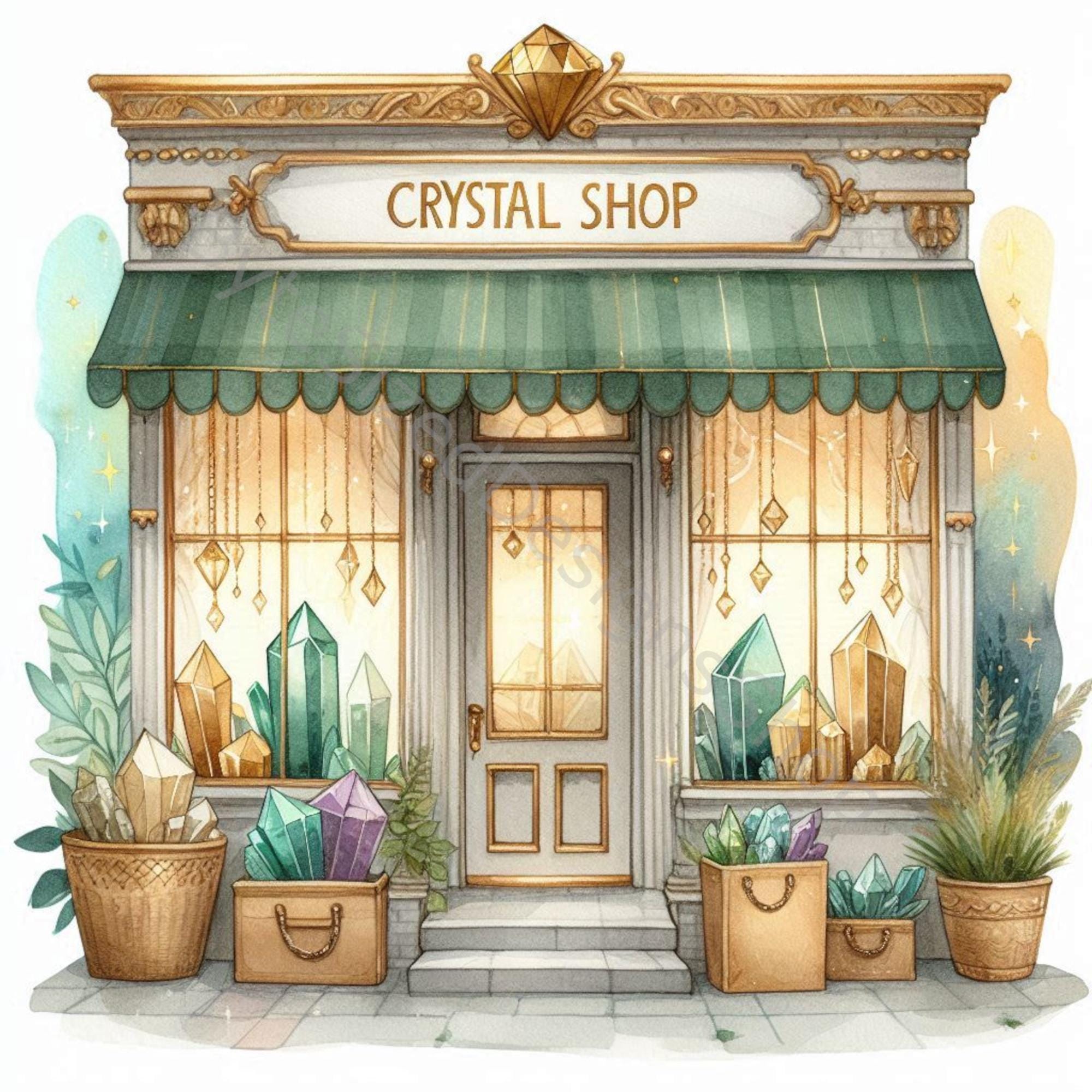 Crystal Shop Clip Art Set 10 High Res Watercolor Jpgs for Junk Journaling, Scrapbooking, Card ...