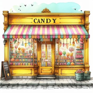 Candy Shop Clip Art Set 10 High Res Watercolor Jpgs for Junk Journaling ...