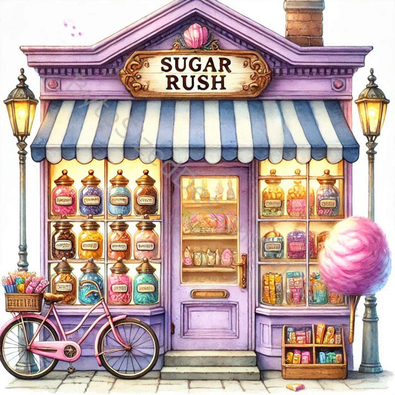 Candy Shop Clip Art Set 10 High Res Watercolor Jpgs for Junk Journaling ...