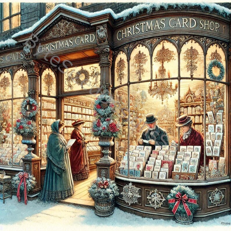 Victorian Christmas Clip Art: High-res Watercolor Jpgs (digital ...