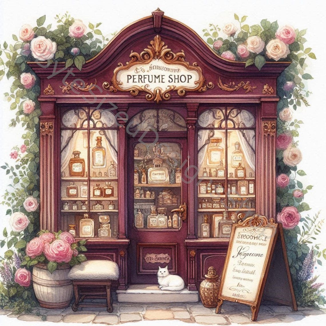 Watercolor Perfume Shop Clipart: High-res Jpgs (digital Download) - Etsy