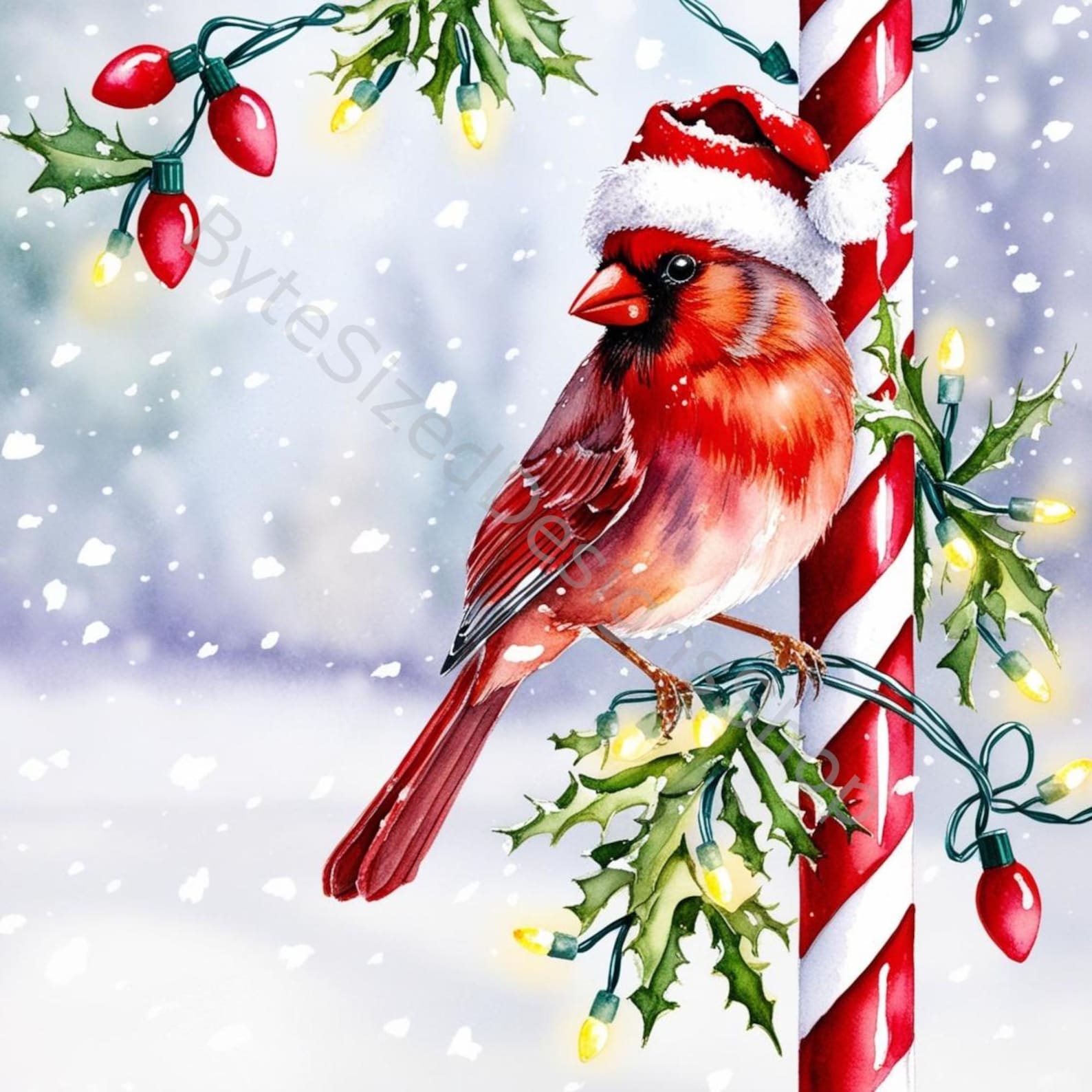 Red Cardinal Christmas Clip Art Set 10 High Res Watercolor Jpgs for ...