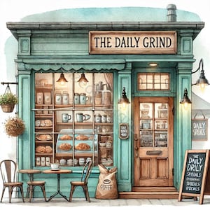 Coffee Shop Clip Art Set 10 High Res Watercolor Jpgs for Junk ...