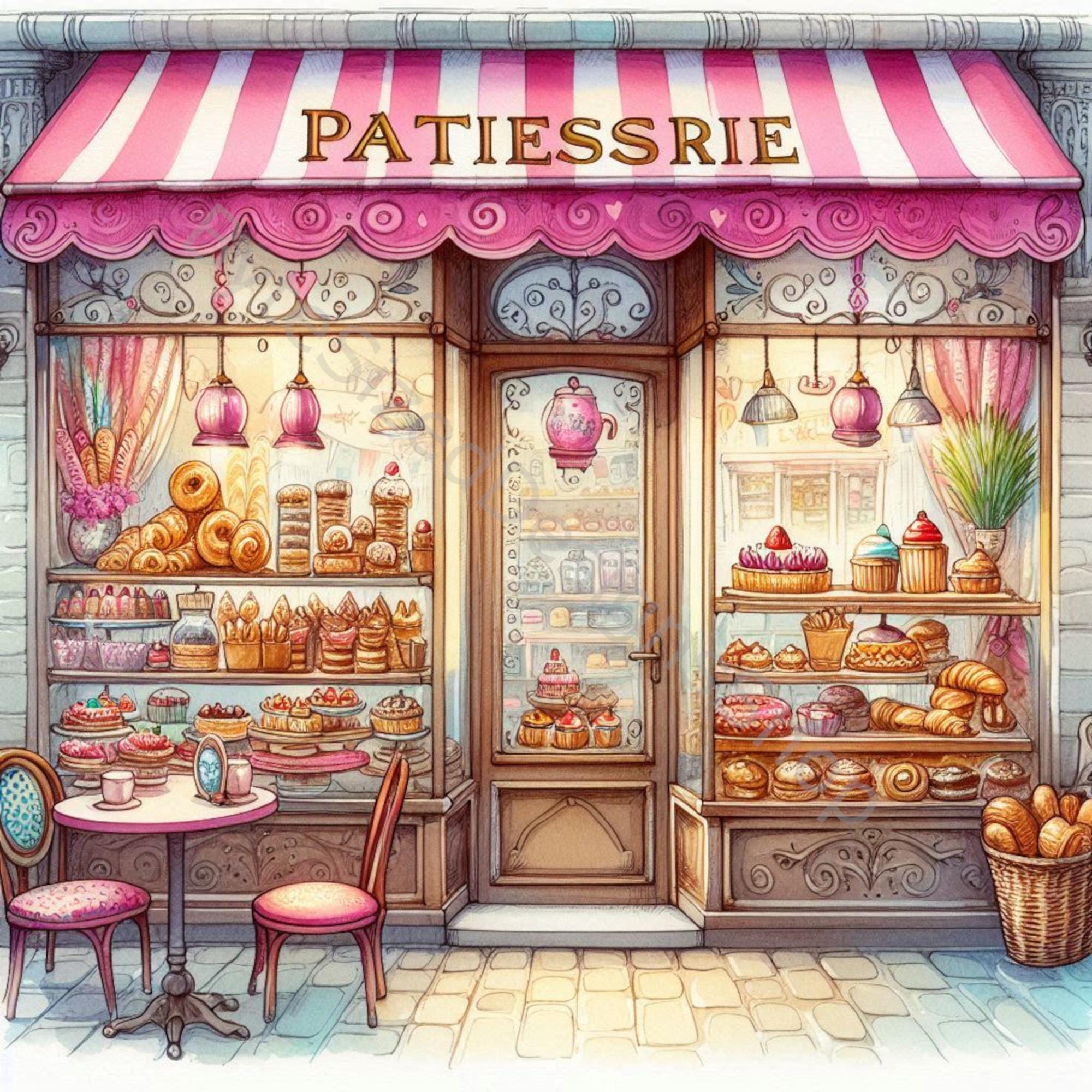 Patisserie Shop Watercolor Clip Art: High-res Jpgs (digital Download ...