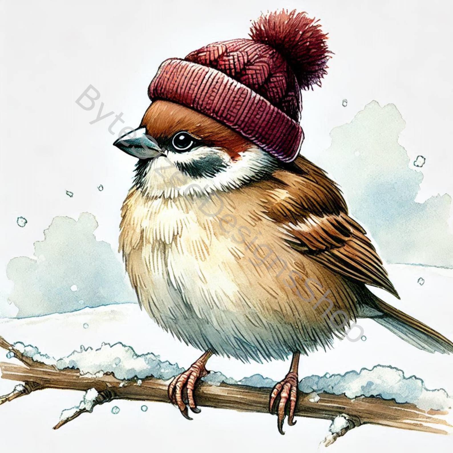 Winter Bird Clip Art Set 10 High Res Watercolor Jpgs for Junk ...