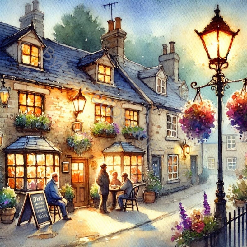 English Village Watercolor Clip Art: High-res Jpgs (digital Download ...