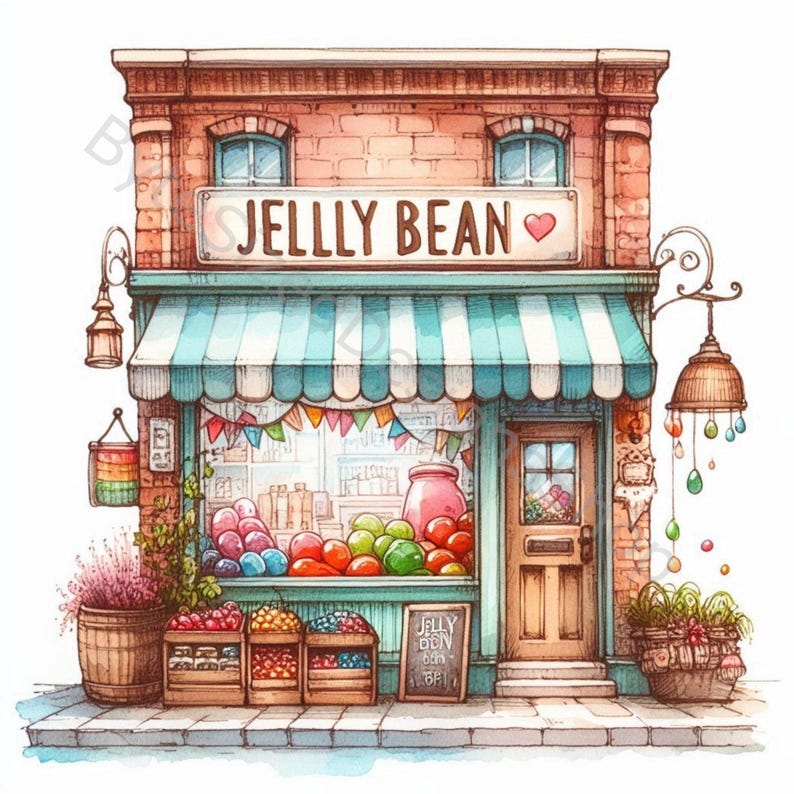 Jelly Bean Shop Clip Art: Watercolor Junk Journaling Set (digital ...