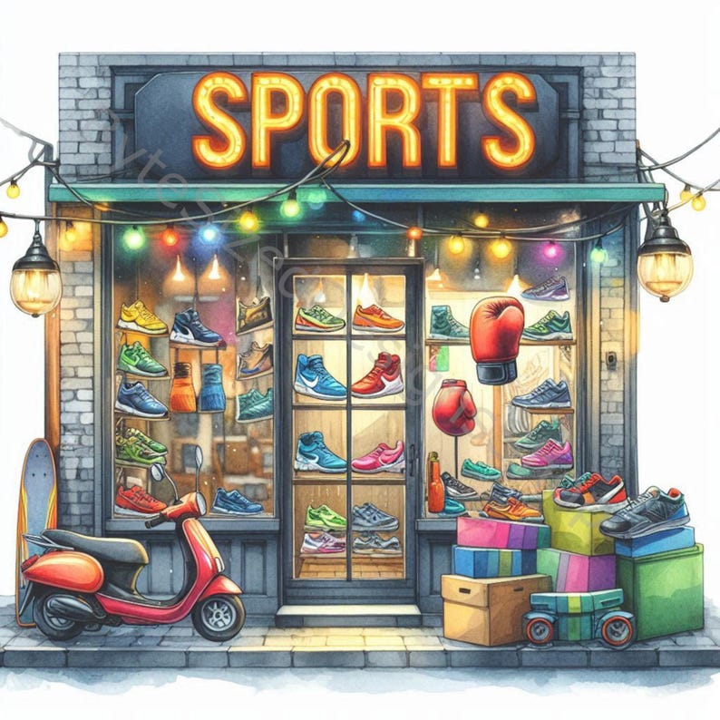 Watercolor Sports Shop Clip Art: High-res Jpgs (digital Download) - Etsy